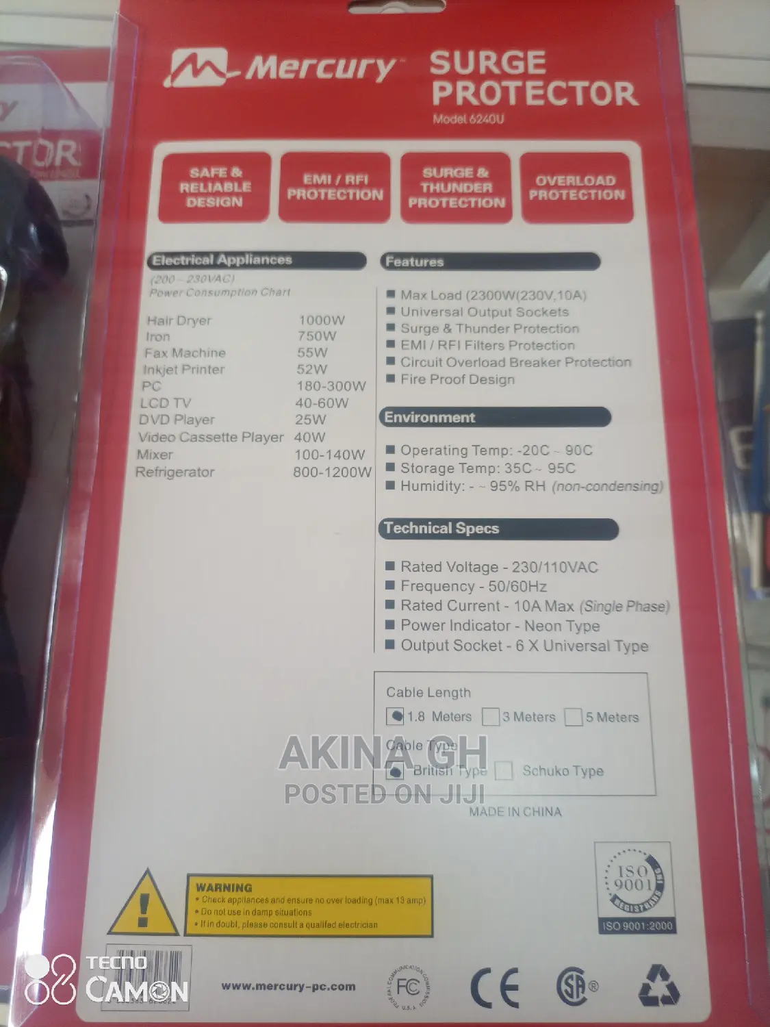 Mercury Surge Protector Extension Board 5m in Lapaz - Electrical ...