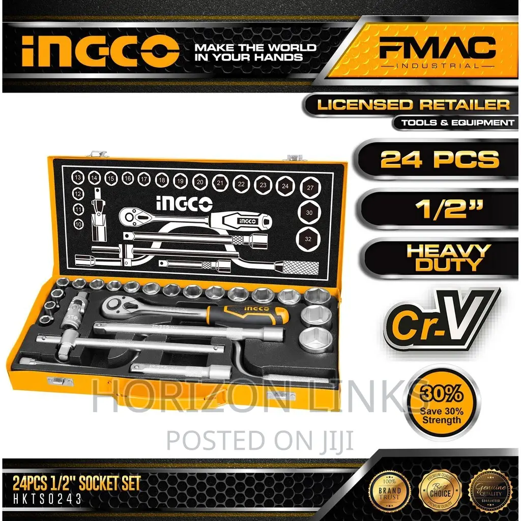 Ingco 24pcs 1/2" Socket Set Hkts0243 in Spintex - Hand Tools, Horizon ...