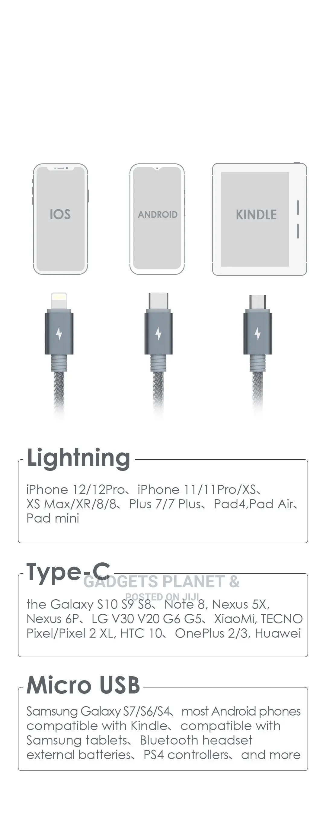 Tecno 3 in 1 Charging Data Cable - 1m in Lartebiokorshie - Accessories ...