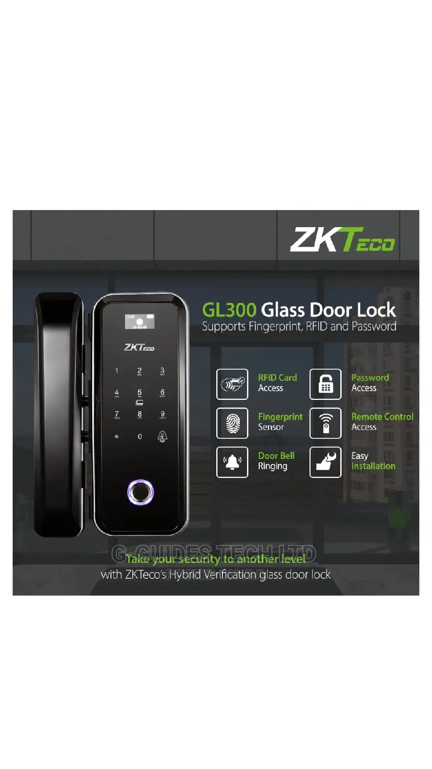 Zkteco Gl300 Glass Door Lock Fingerprint, Card,Password in Madina - Security & Surveillance, G ...