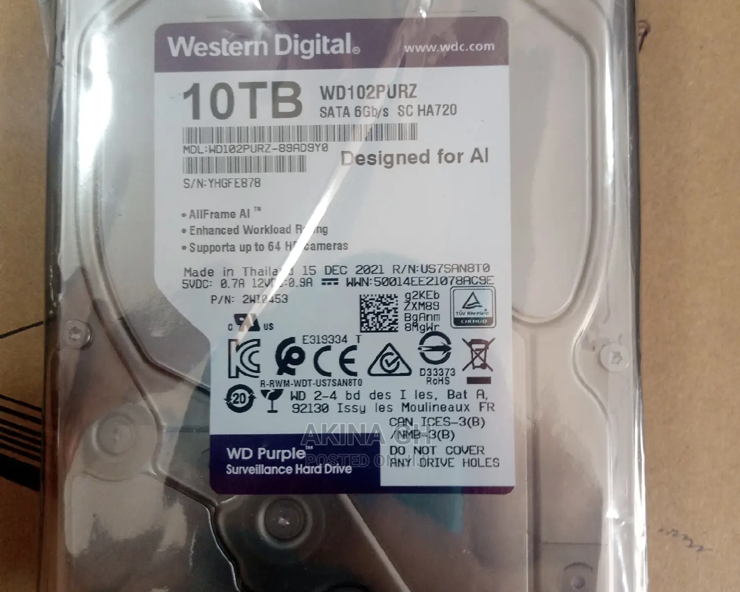 Western Digital 10tb Surveillance HDD WD Purple 10tb in Lapaz ...