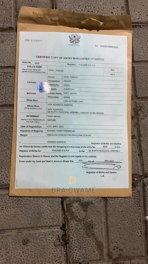 Birth Certificate Registration in Accra Metropolitan - Other Services ...