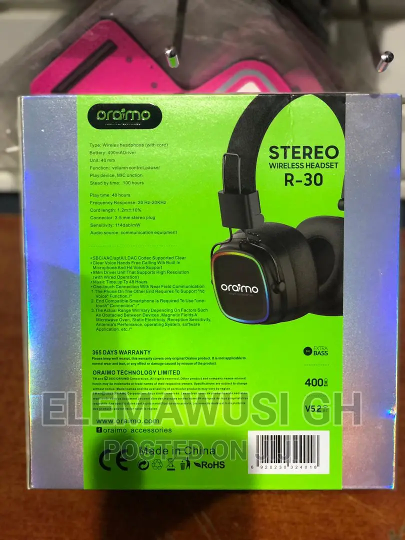 Oraimo R 30 Stereo Headset With Bluetooth 5.1 RGB Lighting in Achimota ...