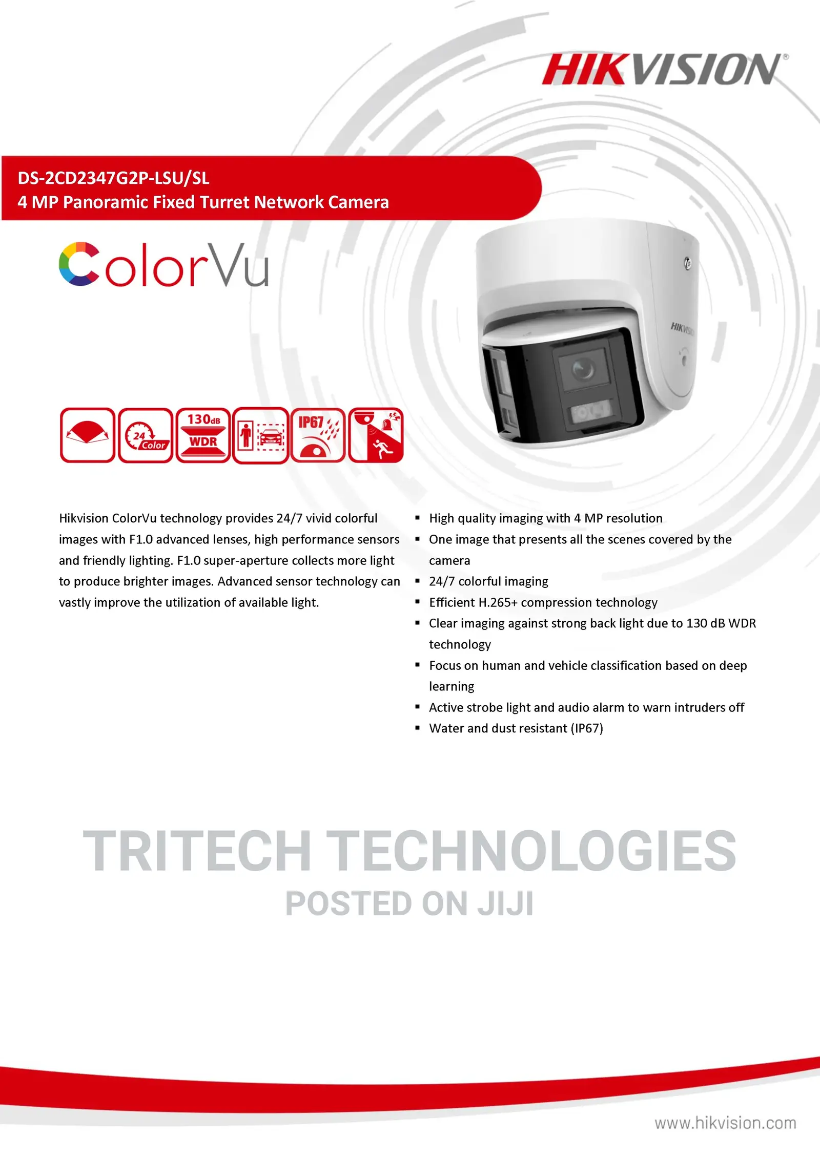 Hikvision 4MP Panoramic Colorvu Fixed Turret IP Camera DOME in Lapaz ...