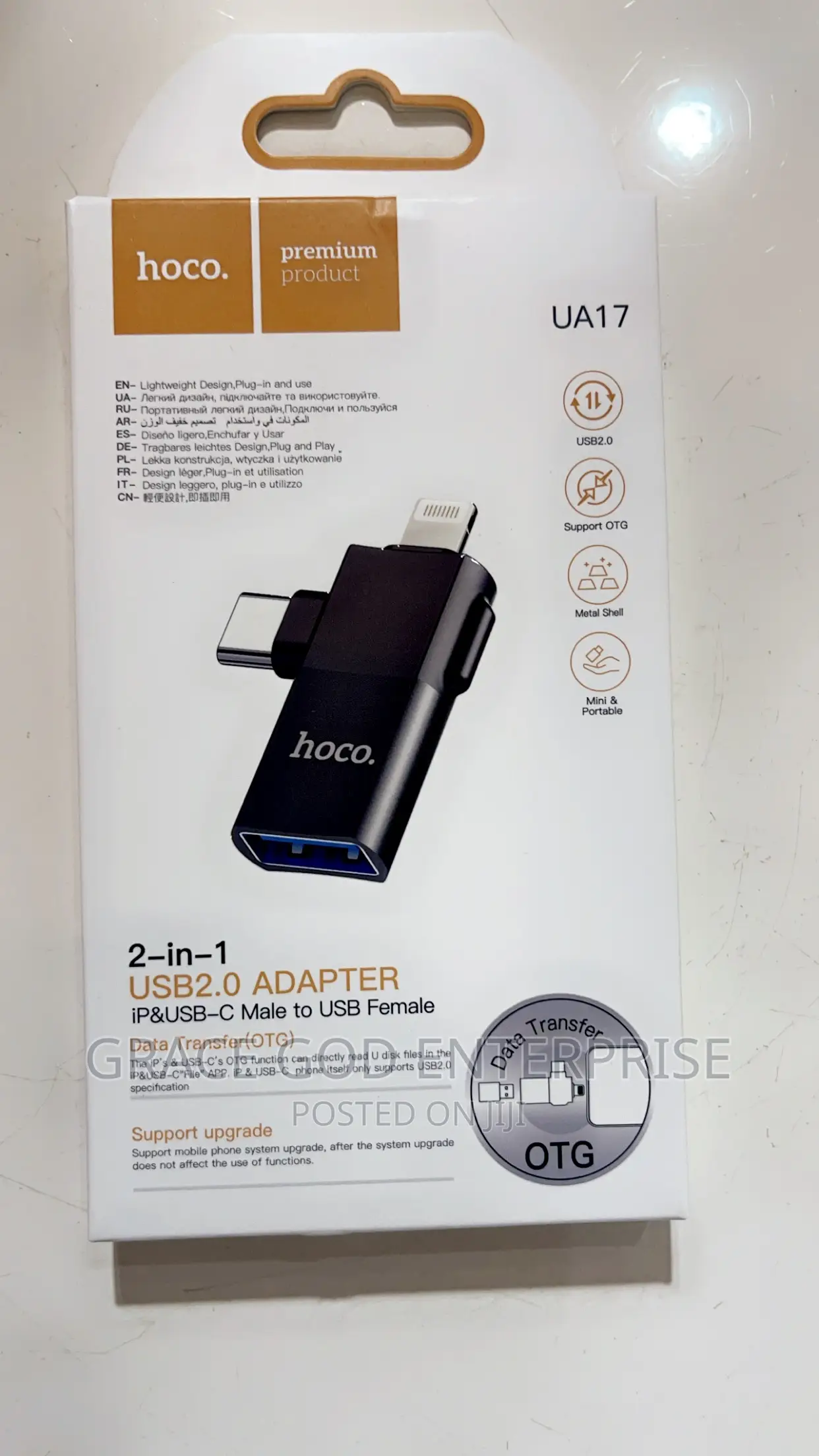 Hoco UA17 Lighting / Type C Male to USB Female OTG Adapter in East ...