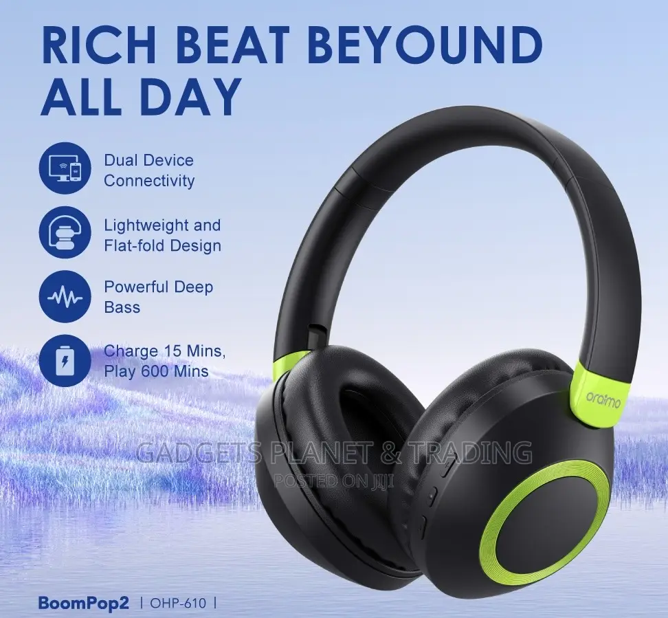 Oraimo Boompop2s Super Base Headphone 60hrs Play | OHP - 610 in ...
