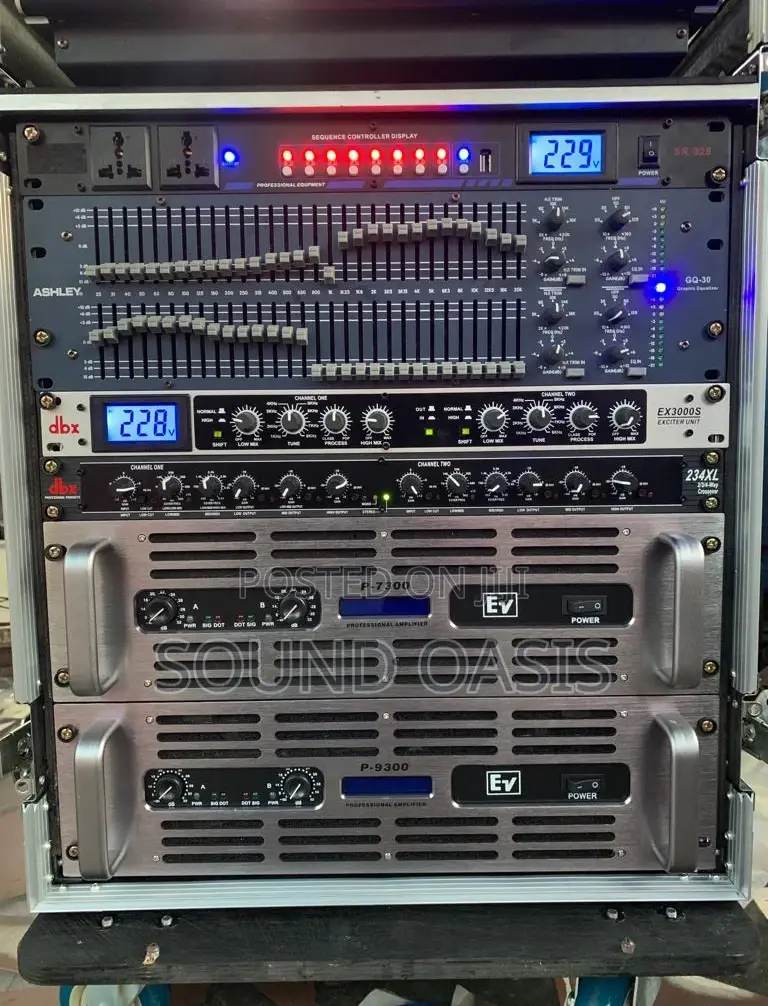 16U Amp Rack With Sequencer, Exciter, Crossover, Amplifiers in Accra ...
