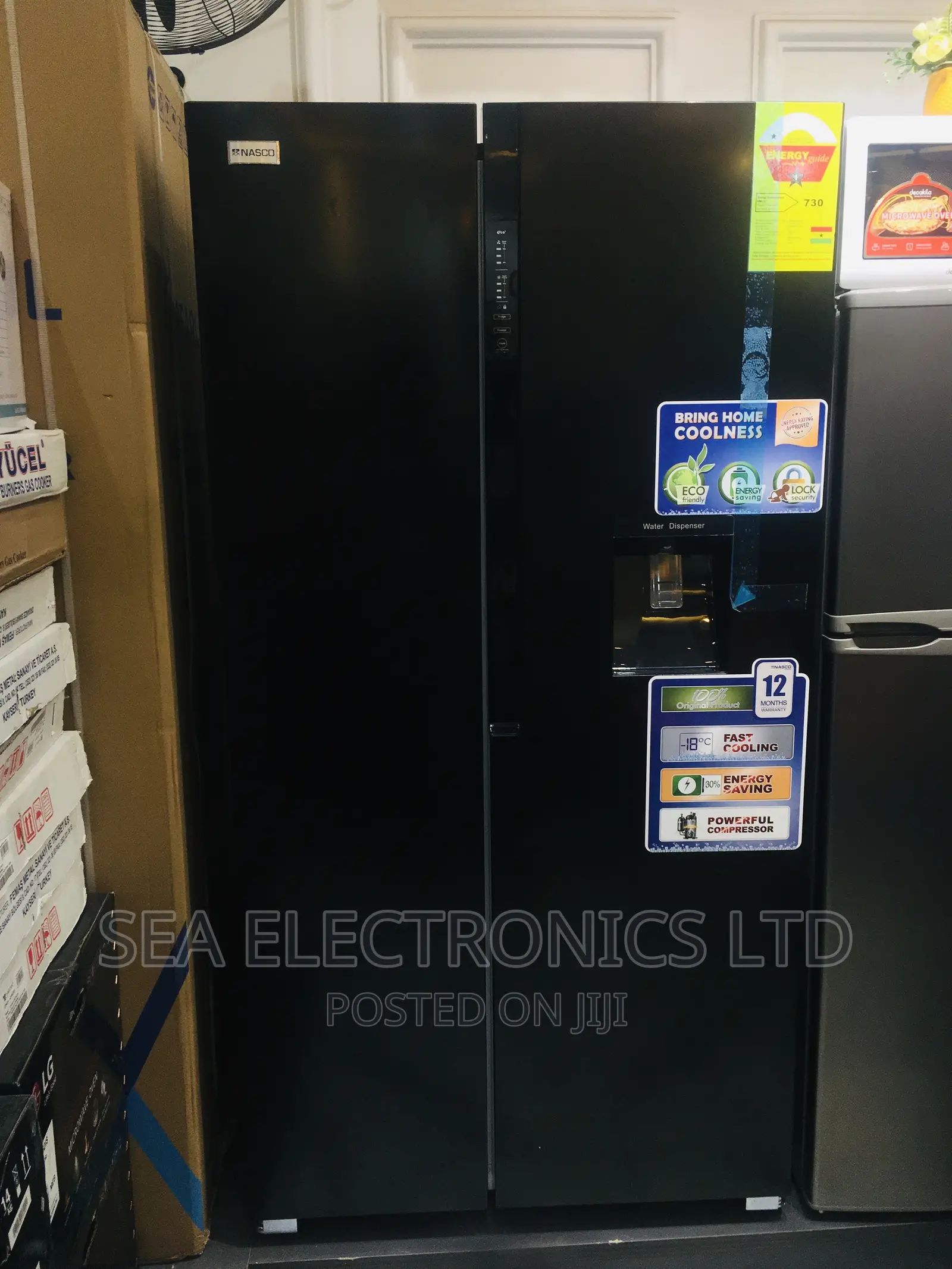 Nasco NASSB2-64S 528litre Side-by-Side Refrigerator – Black in Accra ...