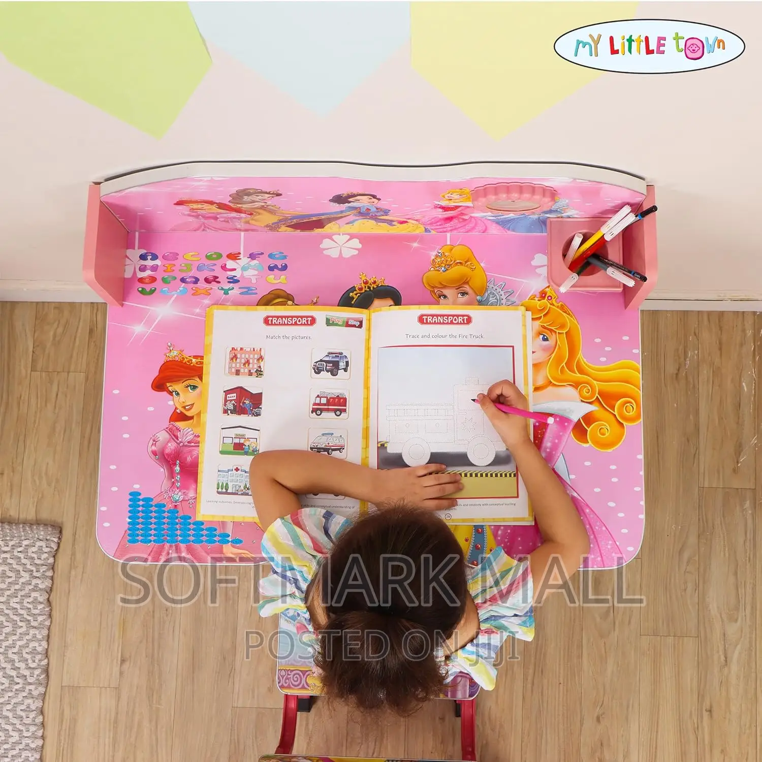 Kids Study Table Chair With Adjustable Height (Pink) in Spintex ...