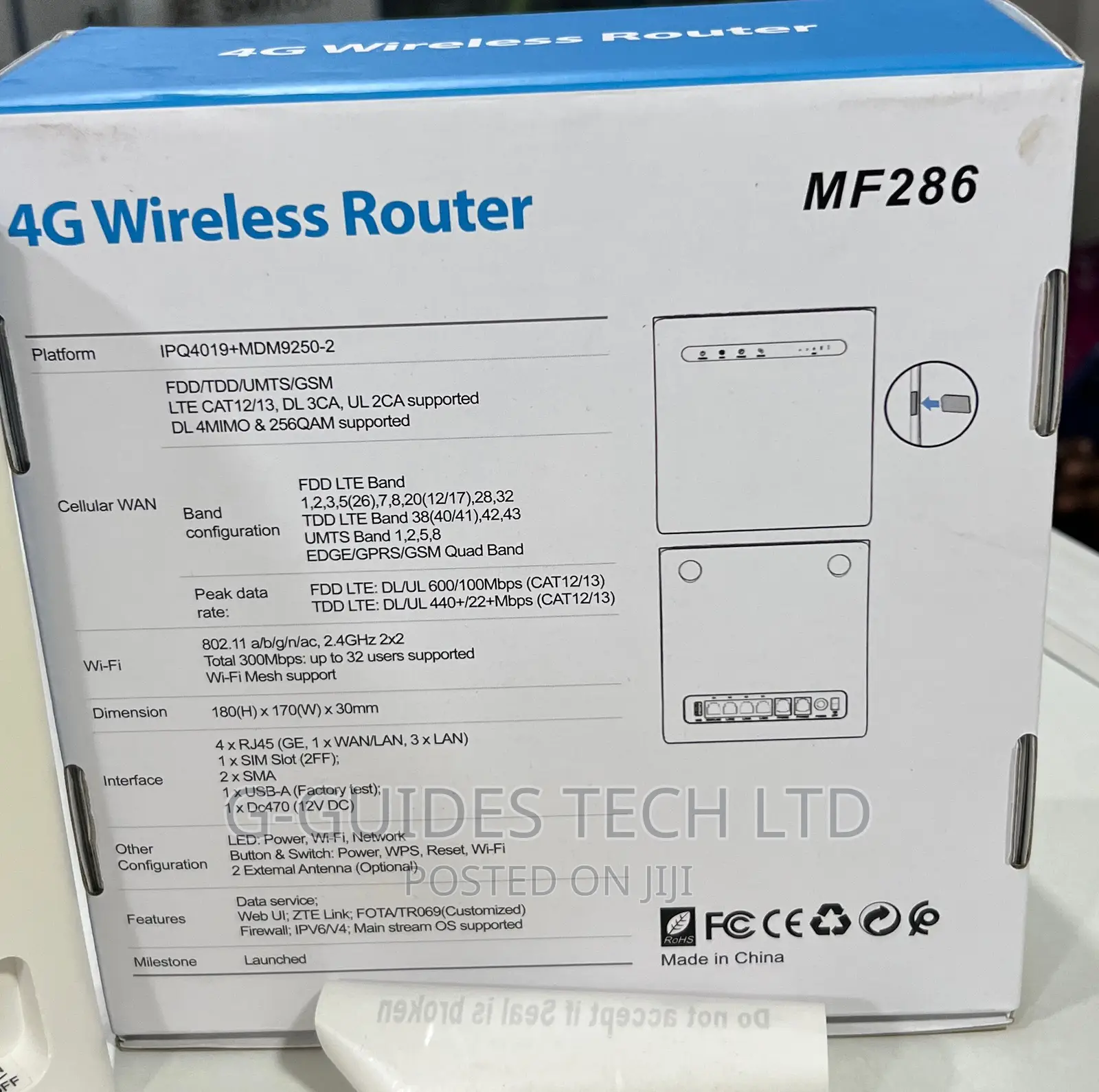 Zte 4G Wireless Router 600mbps ,Zte Mf286 600mbps 4G Router in Madina ...