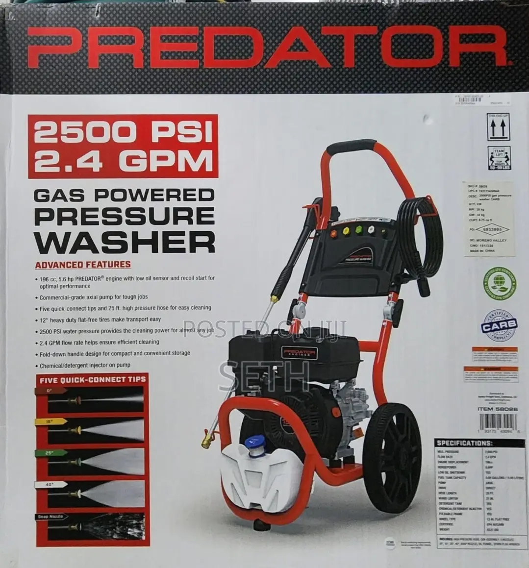Predator Gas Powered Pressure Washer in Lapaz - Vehicle Parts ...
