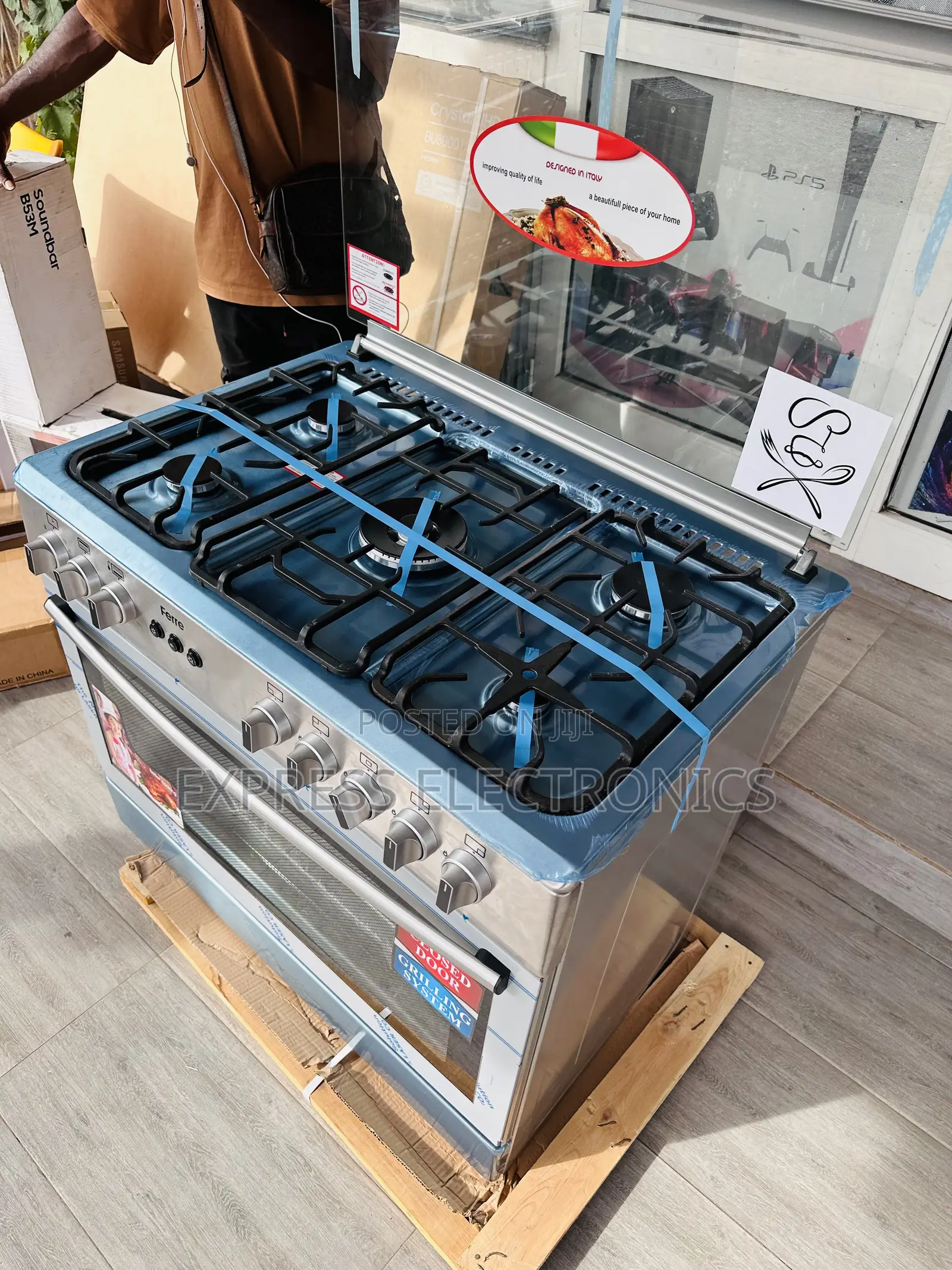 Inox Grey Gas Cooker 5burner Stove Rotisserie Oven 60/90 in Adabraka ...