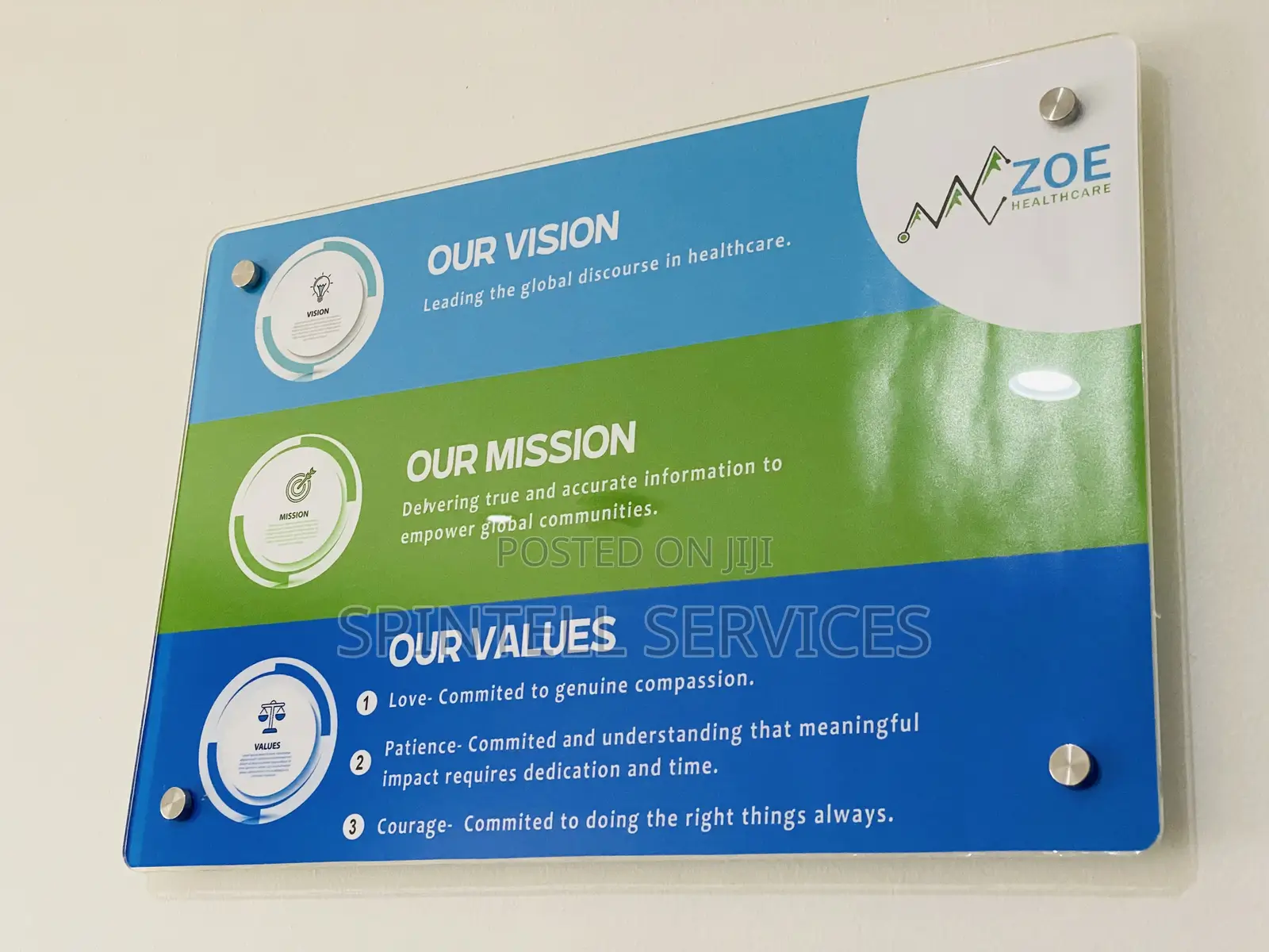 Mission and Vision Signage in Dome - Printing Services, Charles Baka ...