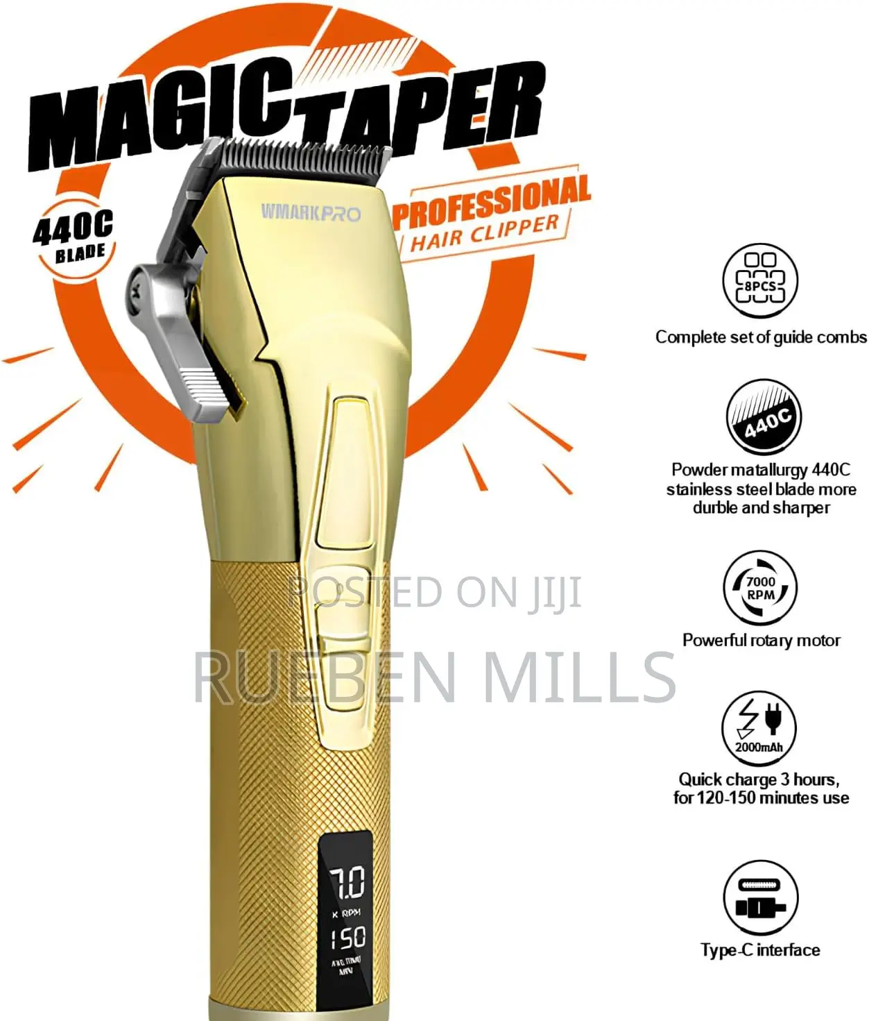 Wmark PRO NG-2036 Cordless Chargeable All Metal Hair Clipper in Accra ...