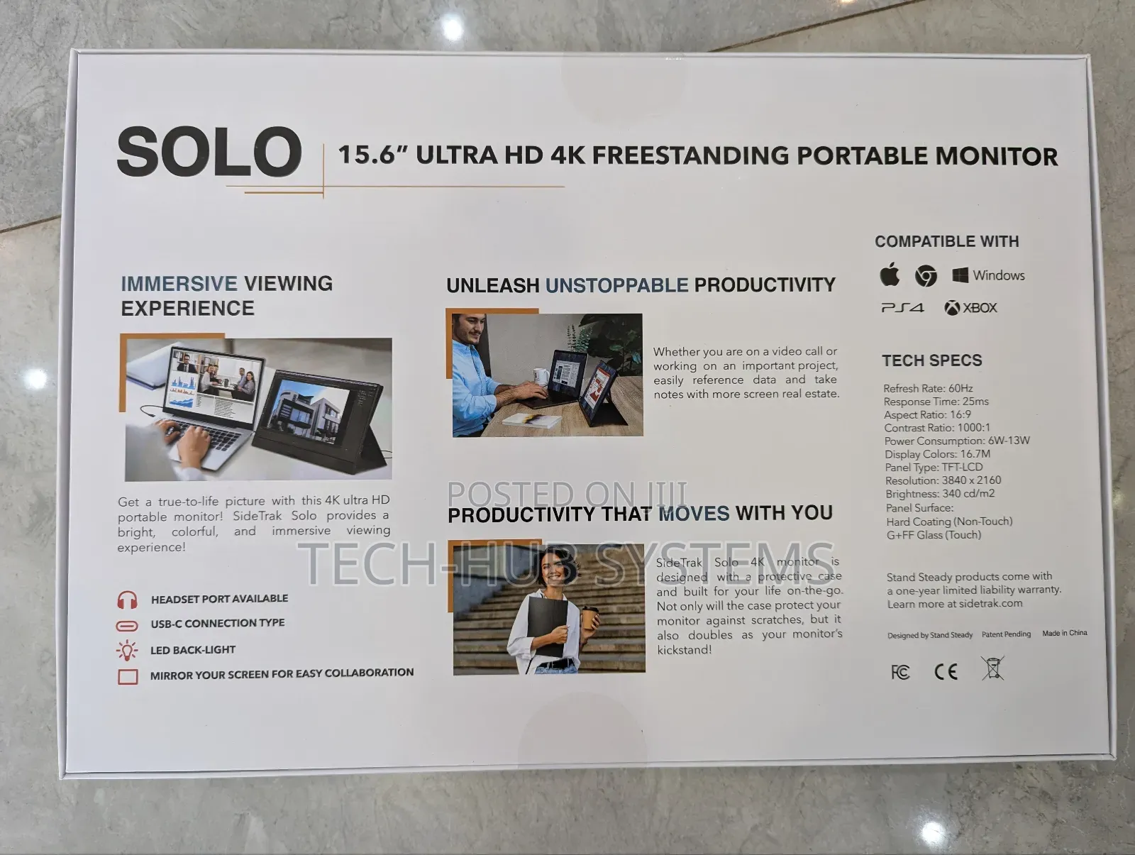 Sidetrak Solo 15.6” Freestanding Portable Monitor in Darkuman ...