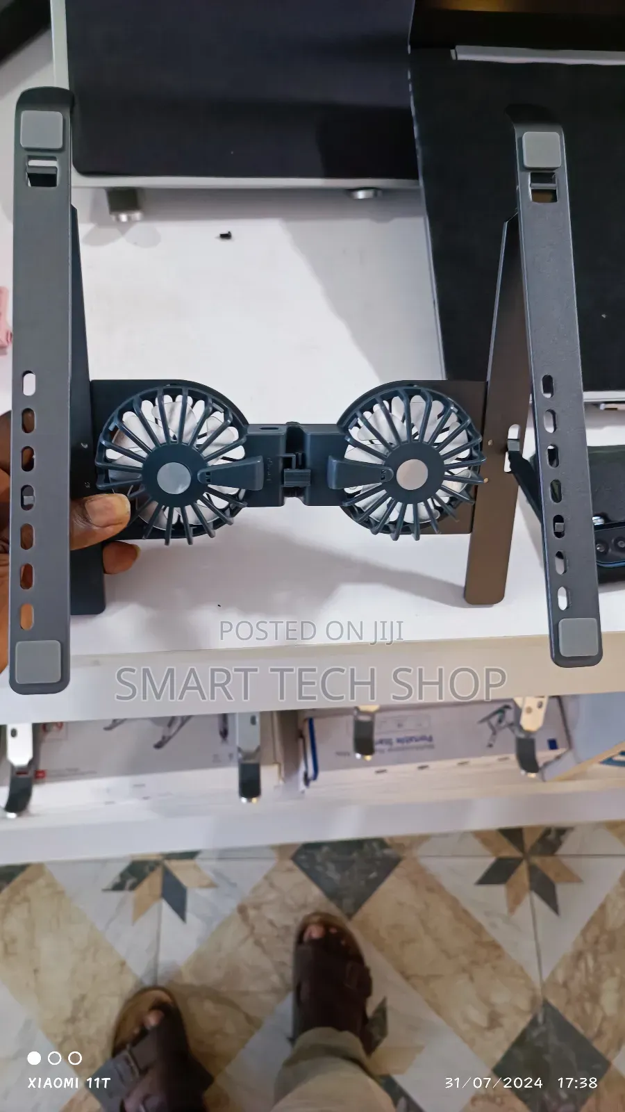 7 Level Foldable Aluminium Laptop Stand + Fan + RGB Light in Adenta ...