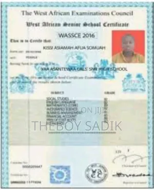 Genuine Wassce Certificate PDF Creation in Nima - Computer & IT ...