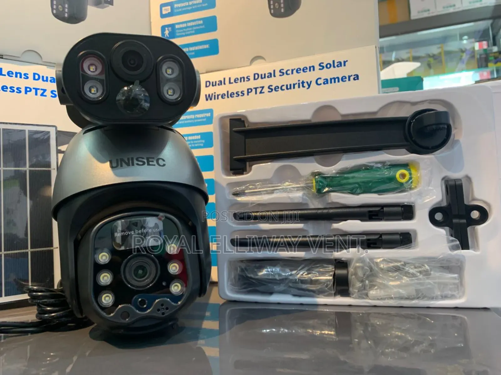 Dual Lens and Dual Screen Solar Wireless PTZ Security Camera in Accra ...