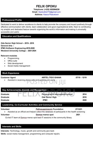 Website Manager and Social Media Marketer in Kasoa - Computing & IT CVs, Felix Opoku | Jiji.com.gh