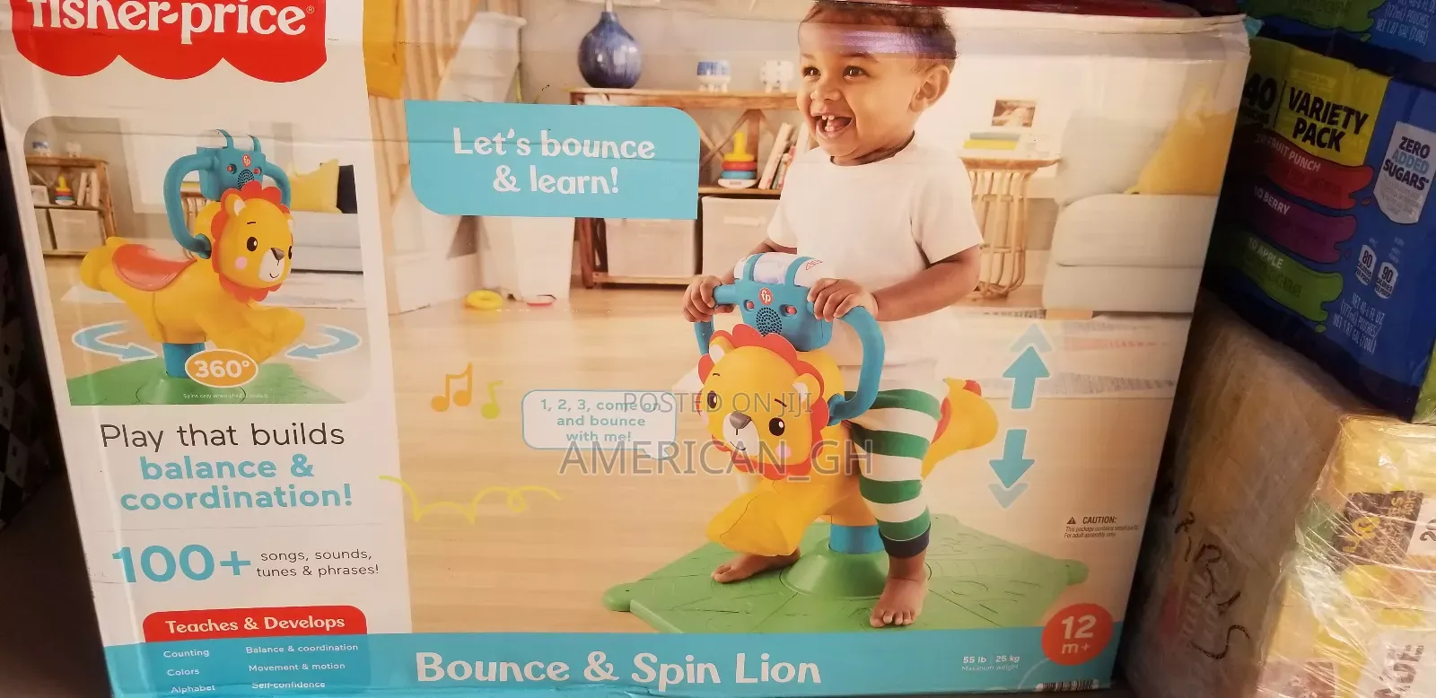 Fisher-Price Bounce Spin Lion Stationary Ride-On, 12m+ in Accra ...