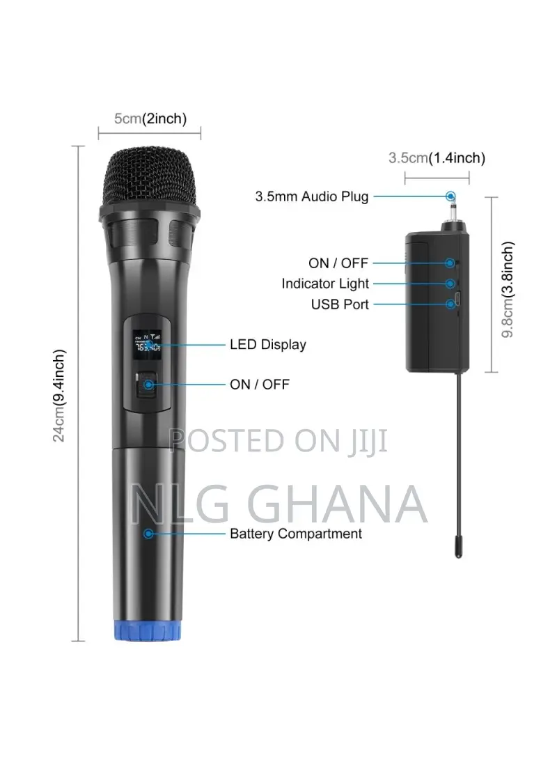 Uhf Wireless Dynamic Microphone With LED Display Battery Pow for sale ...