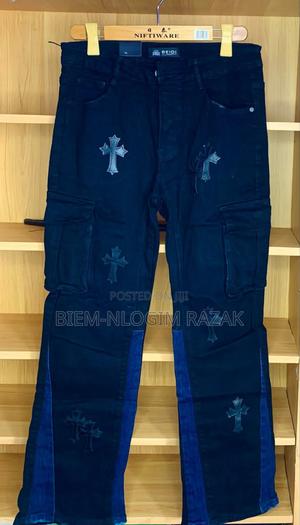 High Quality Chrome Heart Black Baggy Flared Jeans Available in Accra ...