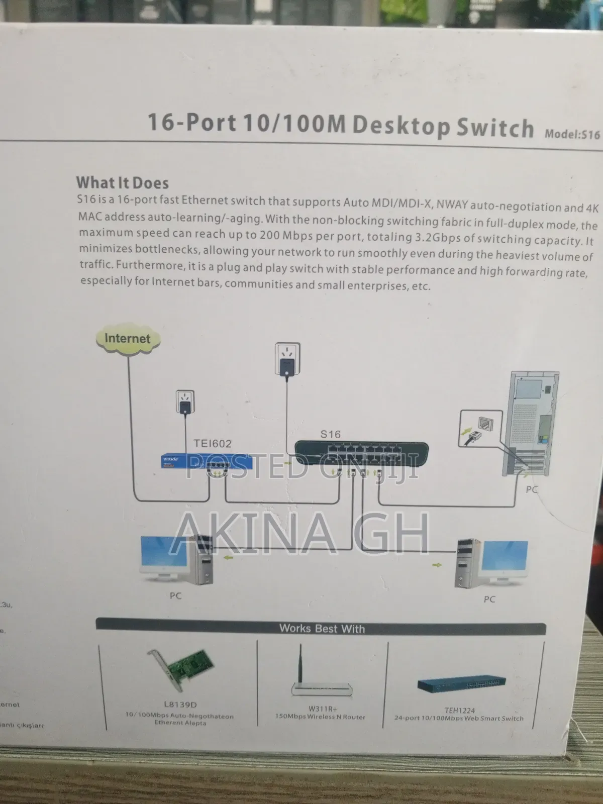 Tenda 16 Port 10/100m Desktop Switch S16 in Lapaz - Networking Products ...