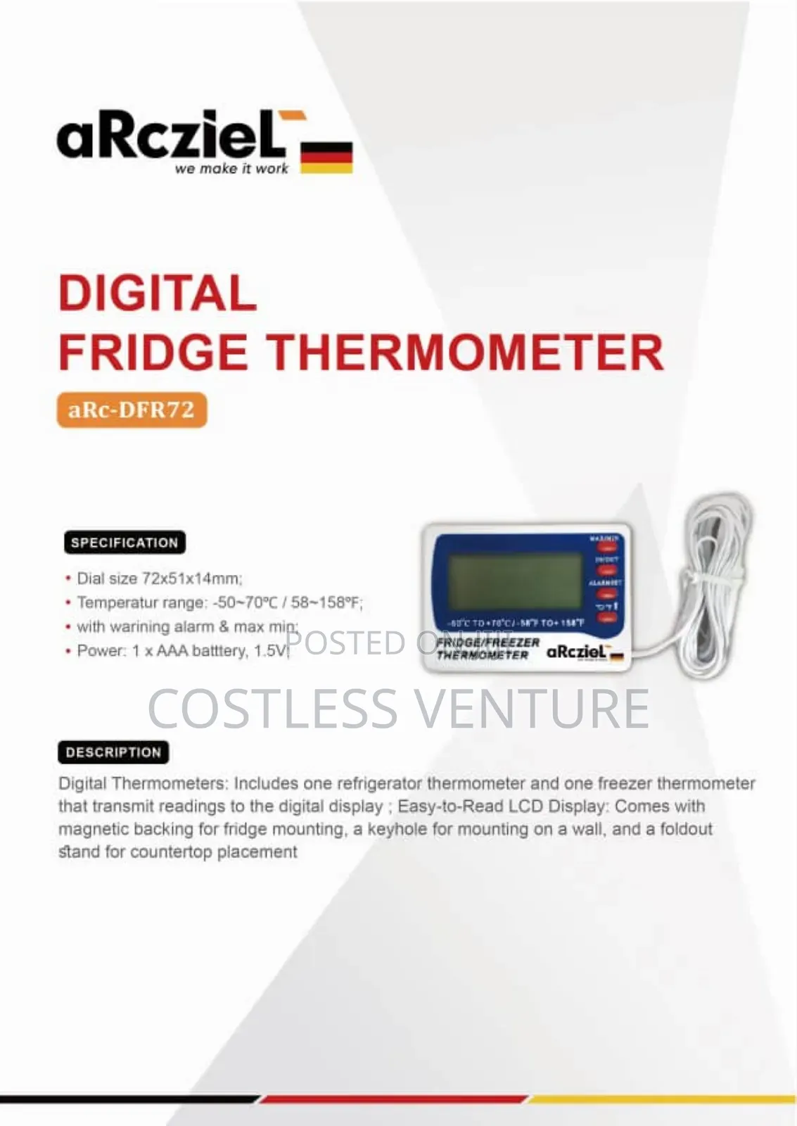 Arcziel Digital Fridge Thermometer Arc-Dfr72 in Accra Metropolitan ...