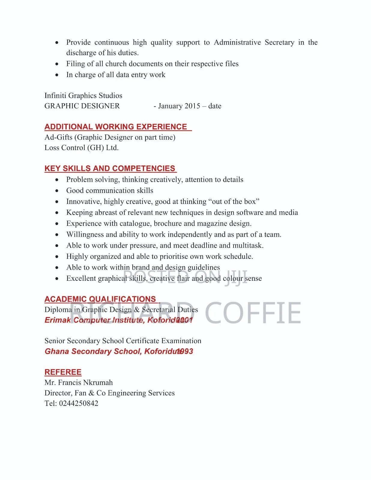 Graphic Designer in Accra Metropolitan - Manufacturing CVs, Richard ...