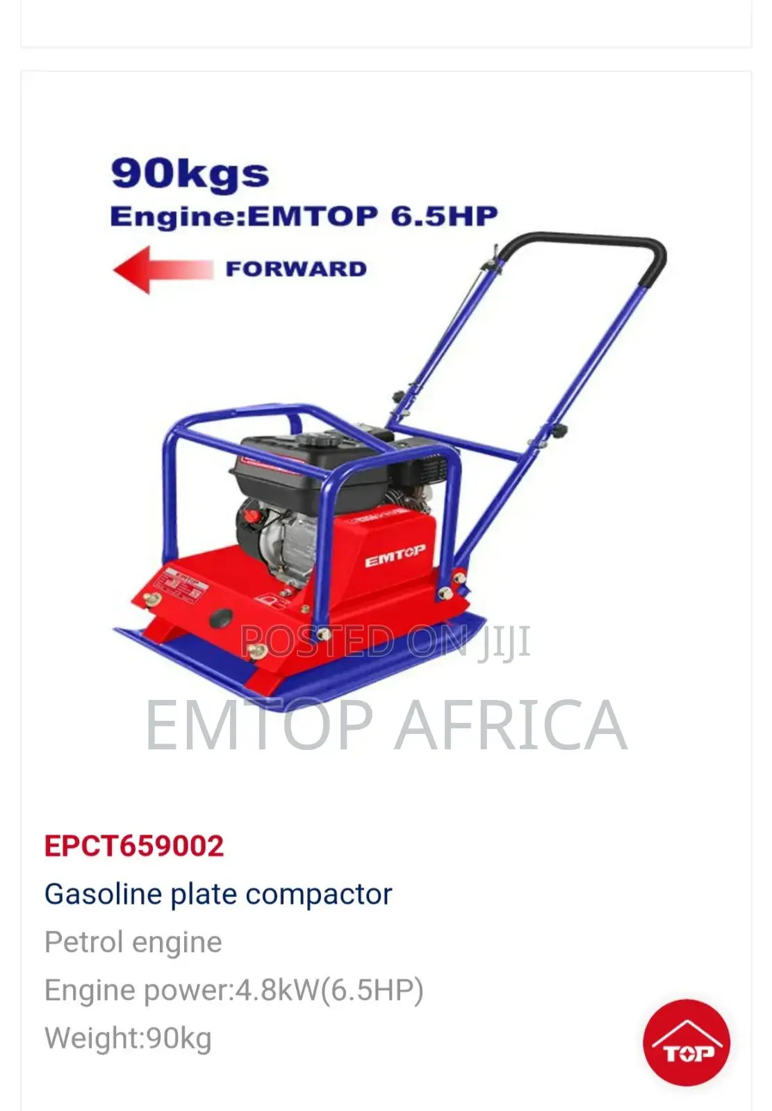 Epct659002 Gasoline Plate Compactor 6.5hp Power Meets Precision in ...