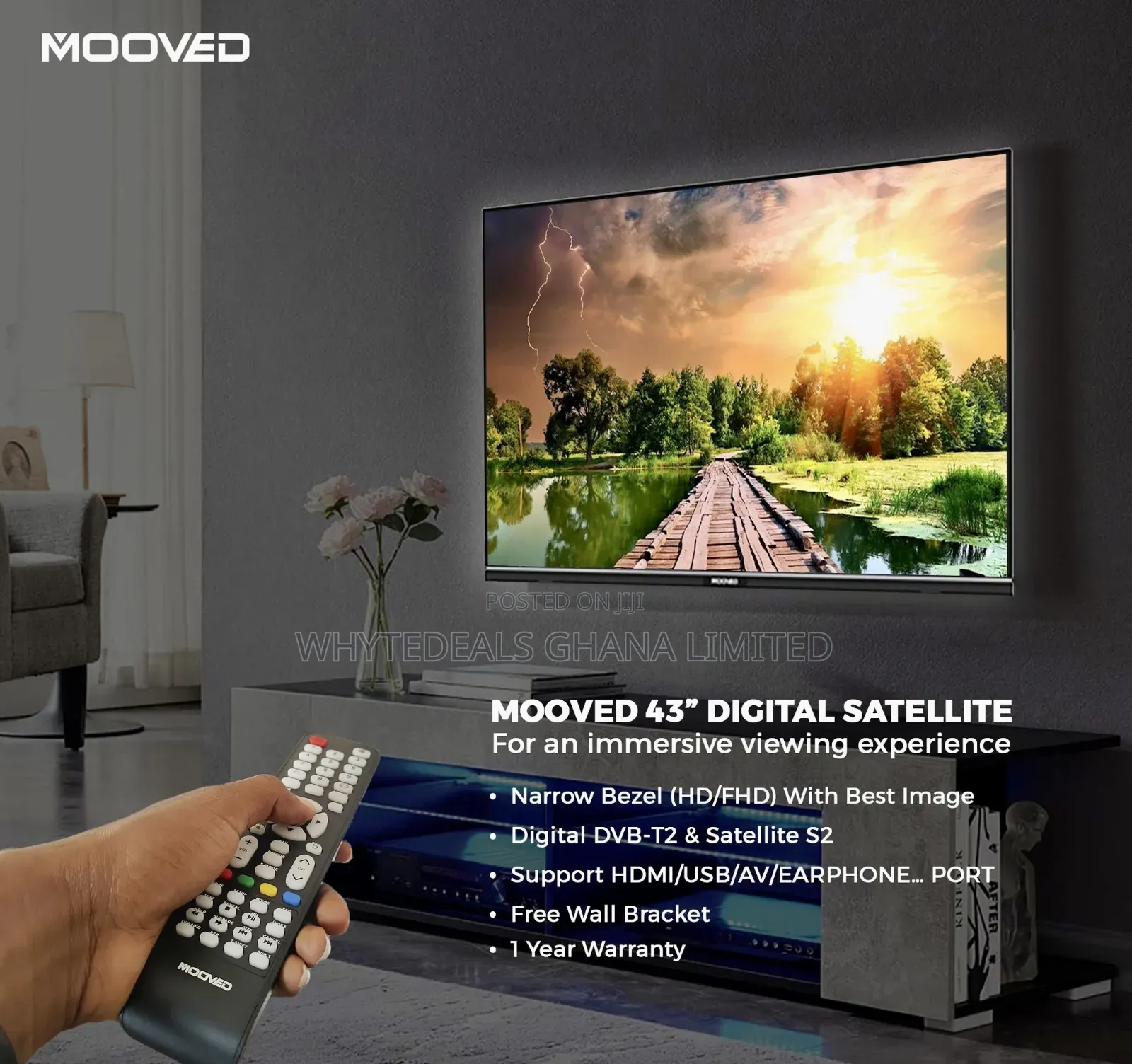 Free Wall Mount| Mooved 43" Satellite FHD Led Tv| Usb| Hdmi in Accra ...