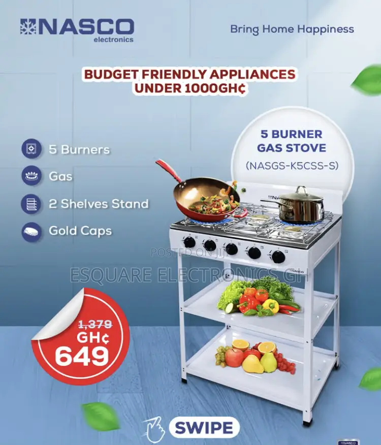 Nasco 5 Burner Gas Cooker With Stand and 2 Shelves in Kumasi ...