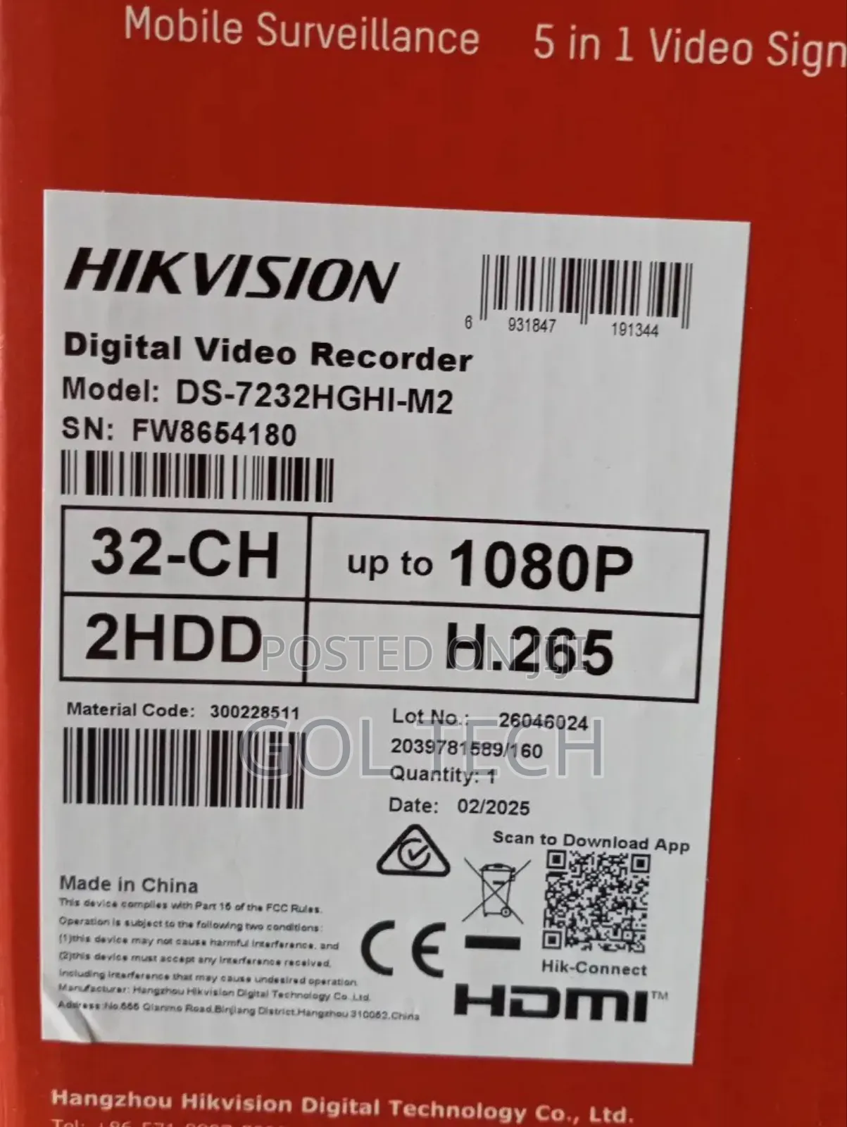 Hikvision 32ch 2mp DVR Motion Detection 2.0 Turbo Hd DVR in Kasoa ...