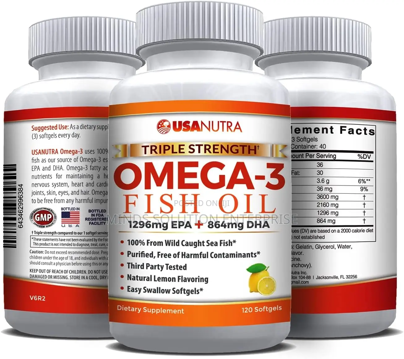 Omega -3 Fish Oil Coated 1000 Mg (300 Mg Active Omega-3) in Spintex - Vitamins & Supplements ...
