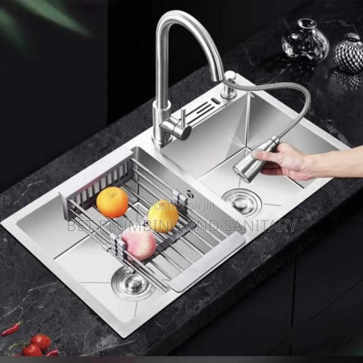 Two Bowl Cabinet Sink Complete With Pullout Tap Complete_kitchen Sink ...