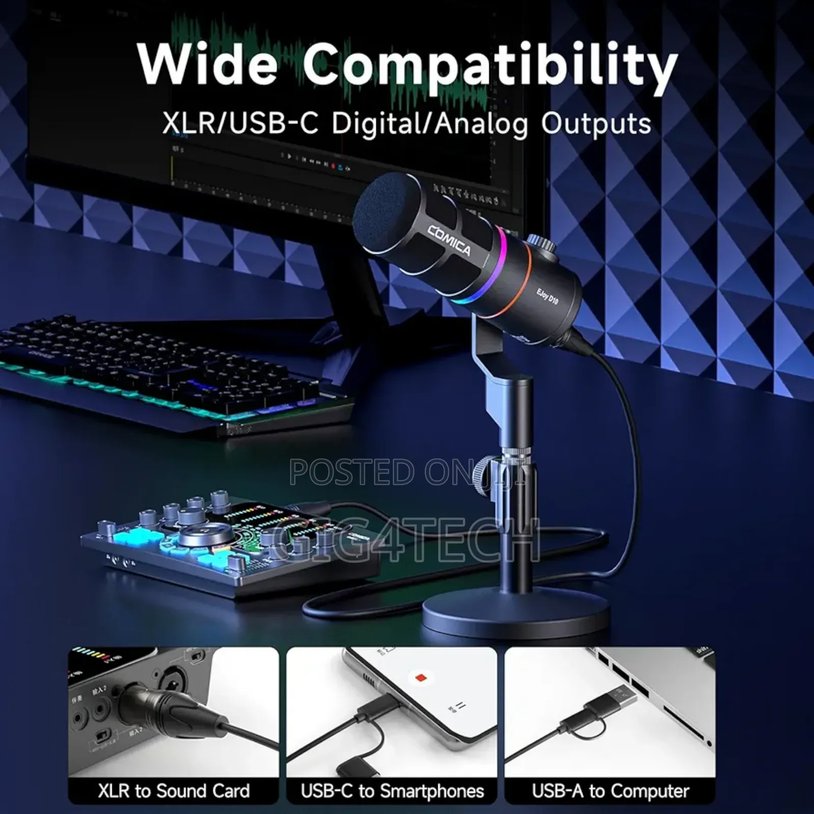 Comica Ejoy D10 D RGB Dynamic Microphone With Desktop Stand in ...