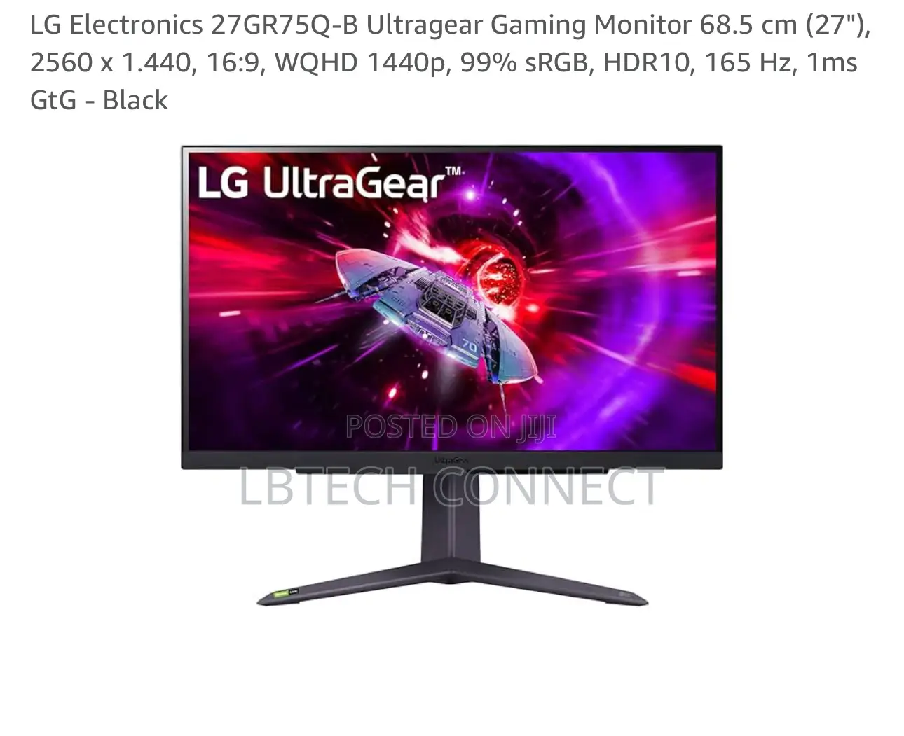 Lg Electronics 27gr75q-B Ultragear Gaming Monitor WQHD 1440p 165 Hz in ...