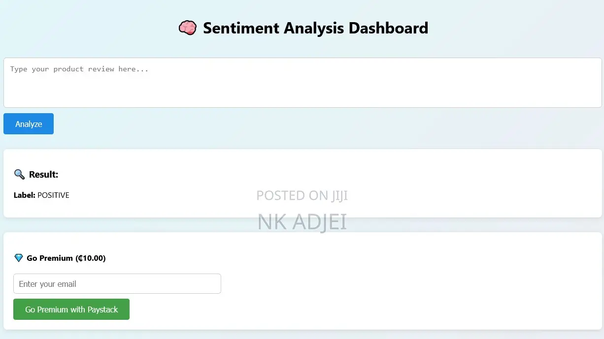 Ai Sentiment Analysis Web App (With Dashboard Paystack) in Tema ...