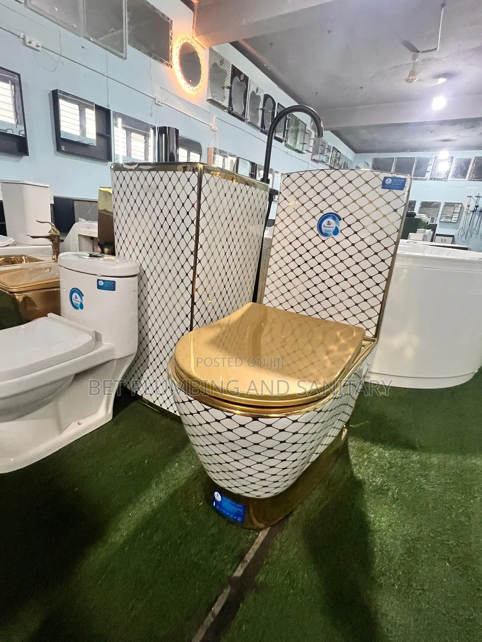 European_white and Gold Water Closet With Standing Basin Complete_wc in ...