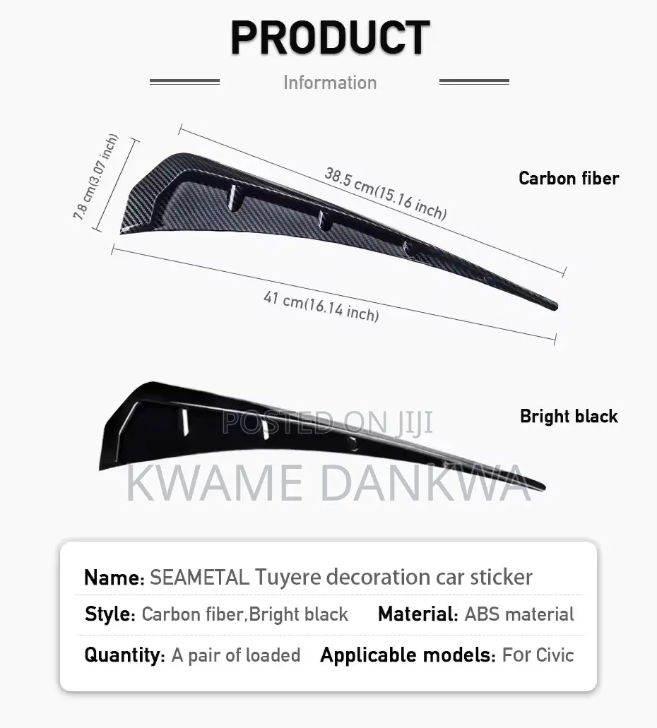 Universal 2 Pcs Decorative Car Fender Side Airflow Spoiler in Labadi ...