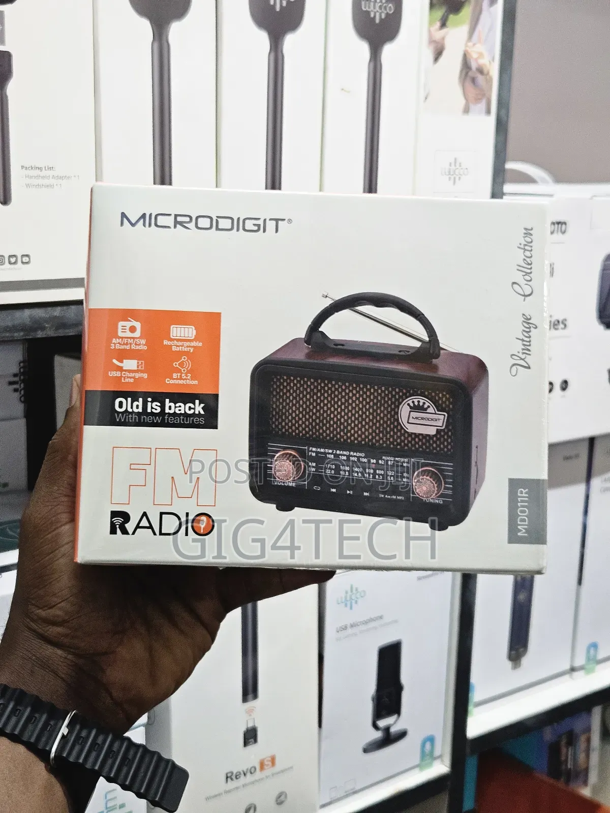 Microdigit Md011r Vintage Bluetooth Rechargeable Radio Am/Fm/Sw for ...