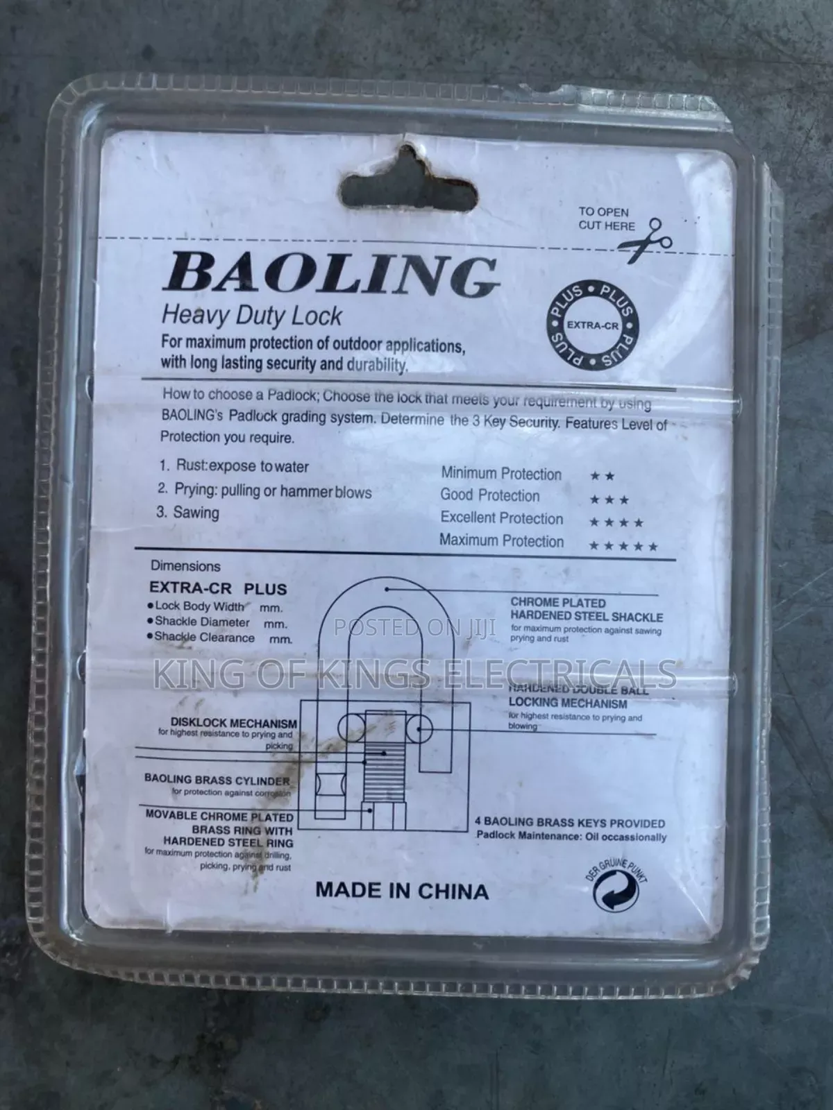 Baoling 94mm Rectangular Padlock–Heavy Duty Solid Steel Security Lock ...