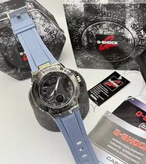 Casio G-Shock Analog-Digital Watch Silver Bezel With Light Blue Strap ...