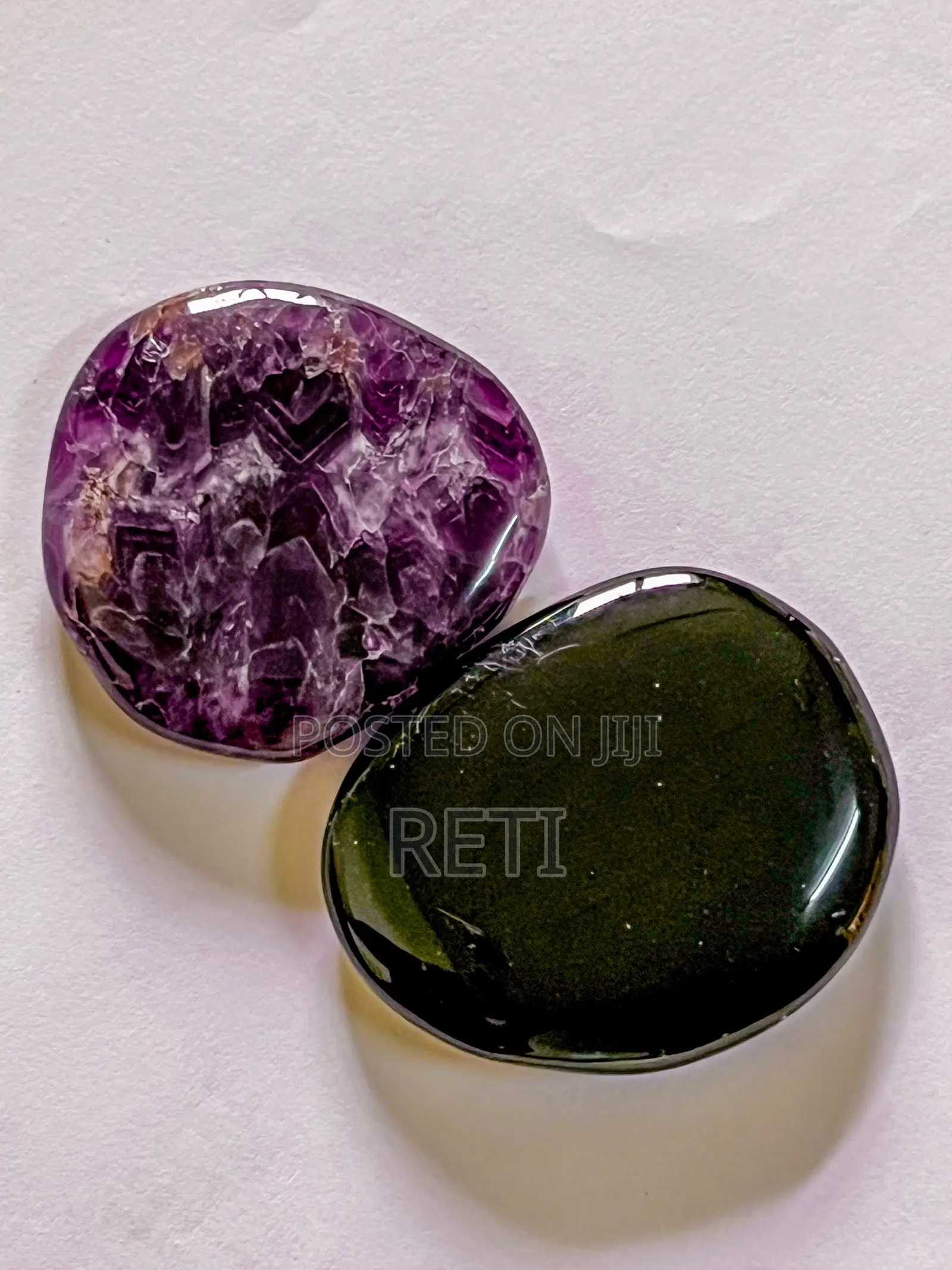 Flat Palm Size Amethyst and Obsidian. Open Your Mind Shield Your Aura ...