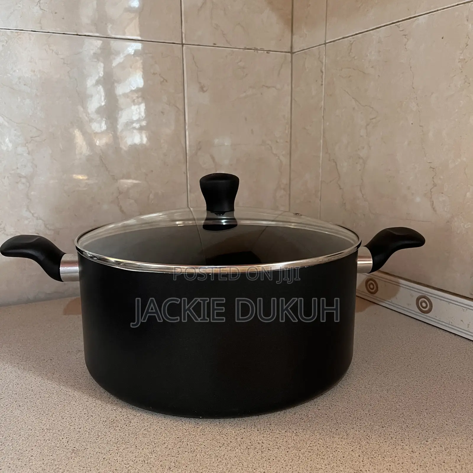 Non-Stick Teflon Cooking Pot With Glass Lid - 12” in Adenta ...