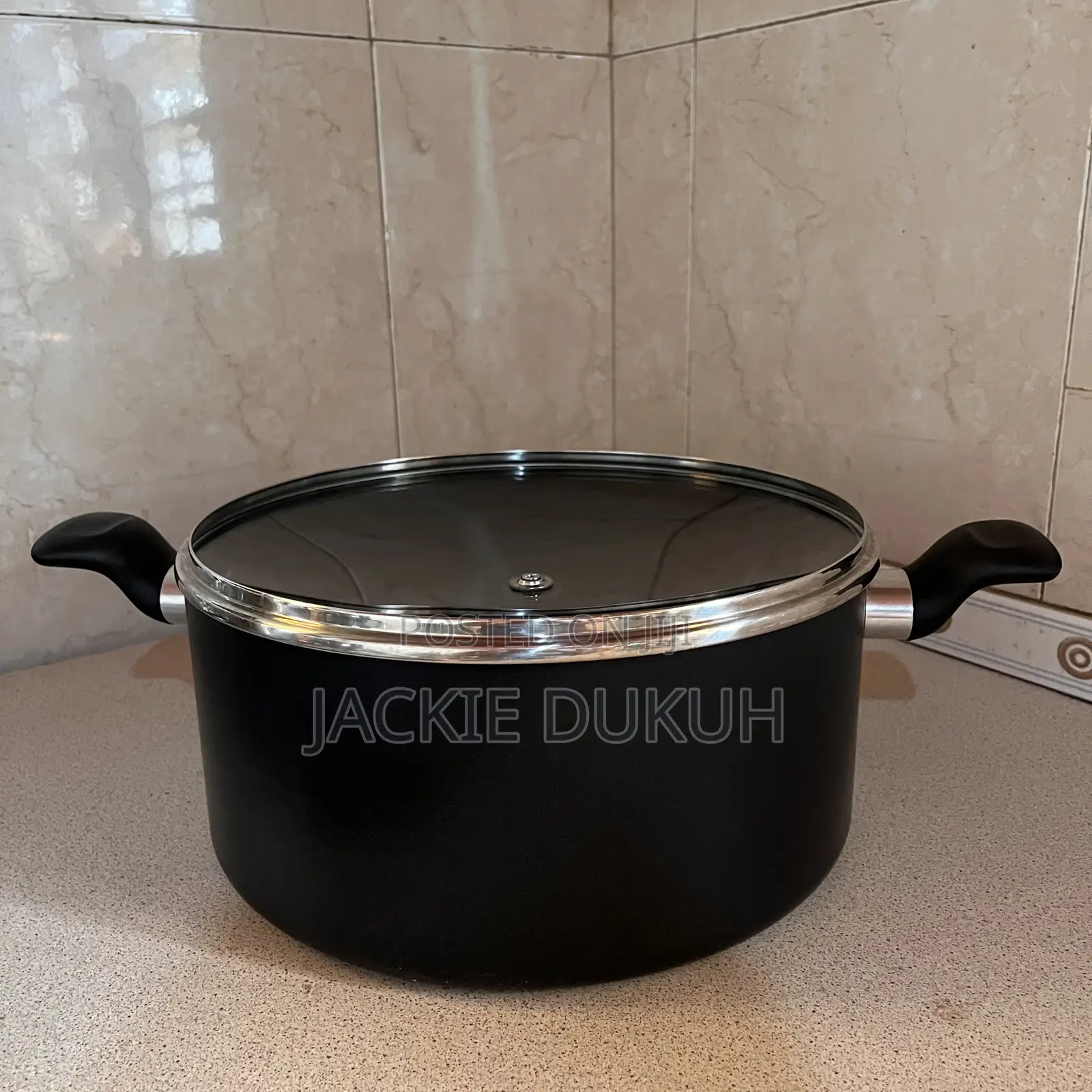 Non-Stick Teflon Cooking Pot With Glass Lid - 12” in Adenta ...