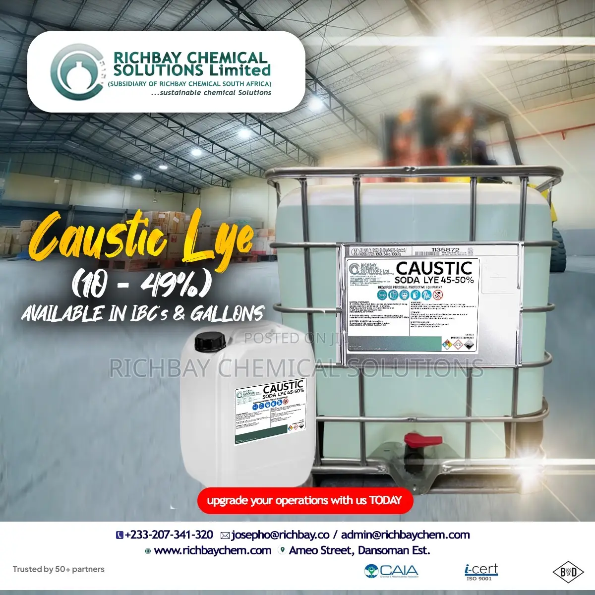 Caustic Lye / Solution 10 - 49% in Accra Metropolitan - Manufacturing ...