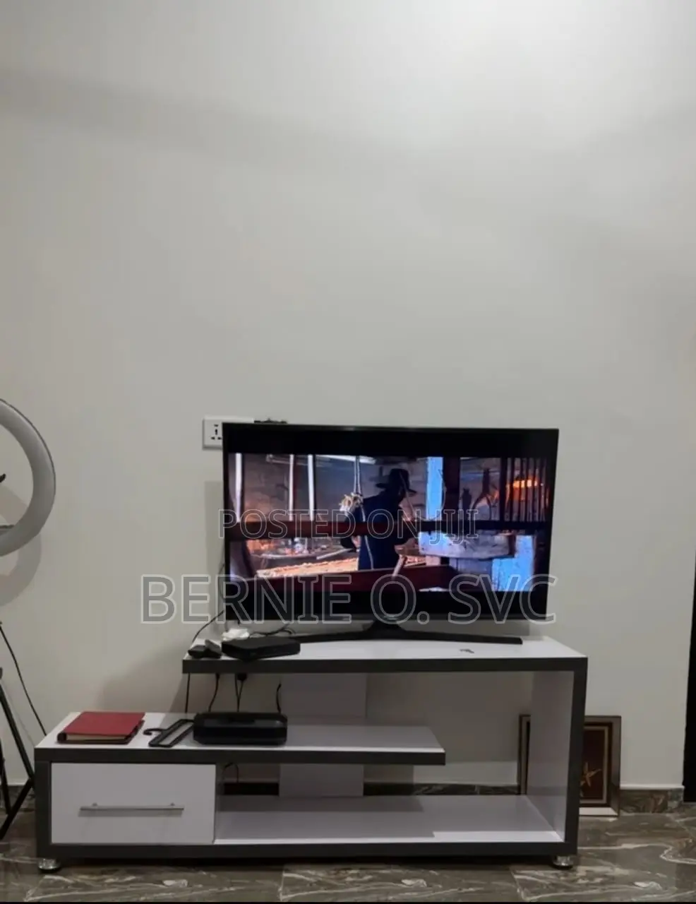Elegant Custom-Made Tv Console Stand (White + Dark Grey) in Dome ...