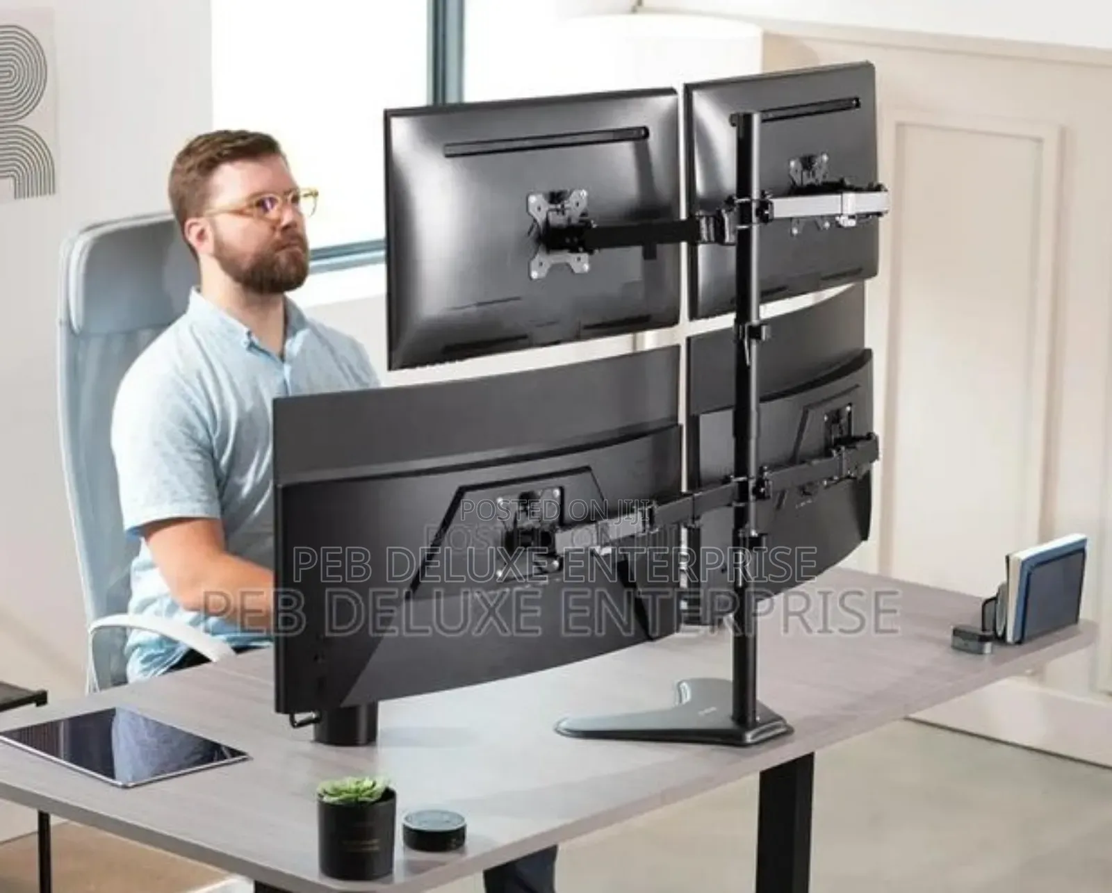 Putorsen Quad Monitor Stand,4 Monitor Mount For 13 To 32 Inch Screens ...