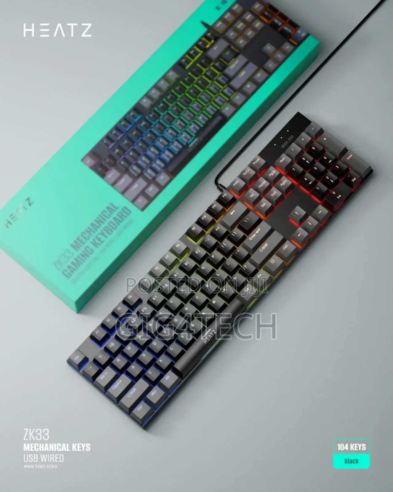 Heatz Zk33 RGB Mechanical Gaming Keyboard Usb Wired 104 Keys in ...